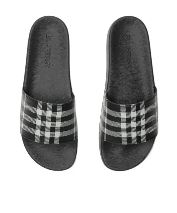 Burberry Checked Slip-on Slides - Black/flat White