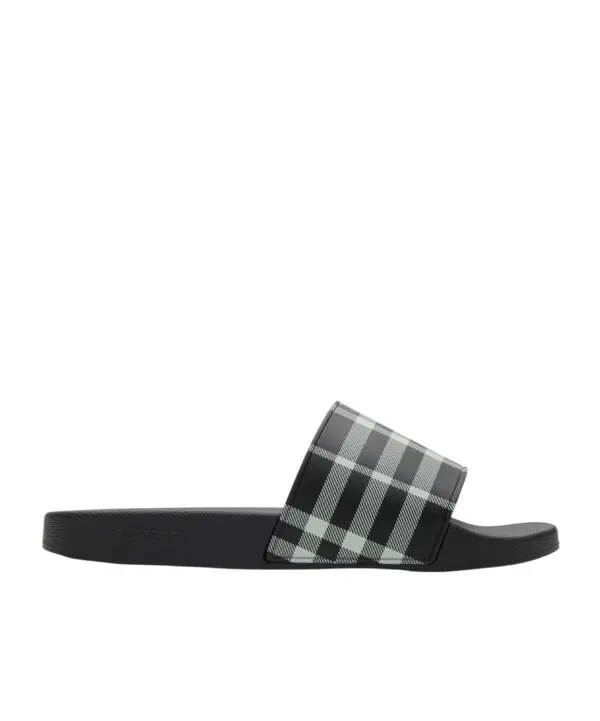 Burberry Checked Slip-on Slides - Black/plain White