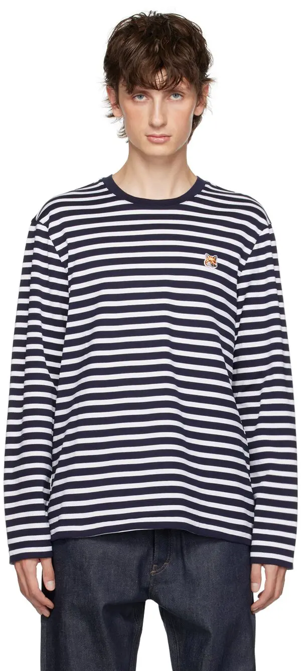 Maison Kitsuné Maison Kitsun Striped Long-sleeved T-shirt