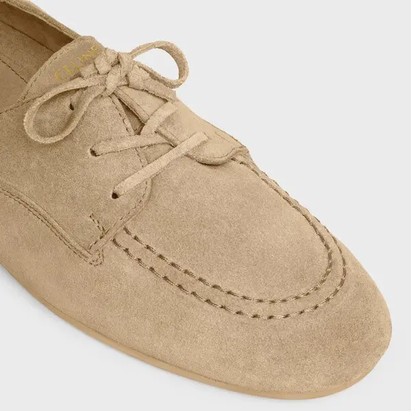 Celine Suede Calfskin Adam Lace-up Loafers - Light Brown