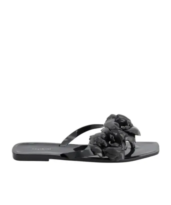 Coperni Flower Flat Sandals - Black