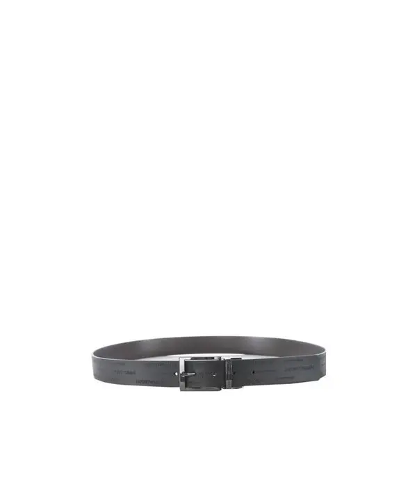Emporio Armani Logo Embossed Reversible Belt - Black