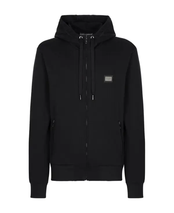 Dolce & Gabbana Dolce Gabbana Jersey Zip-up Hoodie - Black