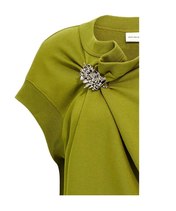 Dries Van Noten Sleeveless Pleated Sweatshirt With Detachable Pin