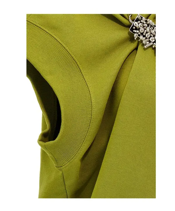 Dries Van Noten Sleeveless Pleated Sweatshirt With Detachable Pin