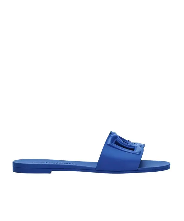 Dolce & Gabbana Logo Cut-out Open-toe Slides - Blue