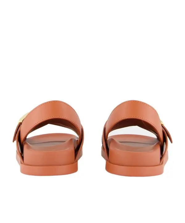 Fendi Leather Sandals With Ff Buckle
