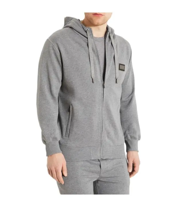 Dolce & Gabbana Dolce Gabbana Zip-up Jersey Hoodie - Gray