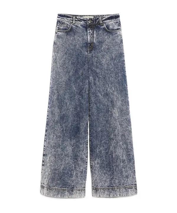 Max Mara Cotton Denim Wide Jeans - Medium Grey