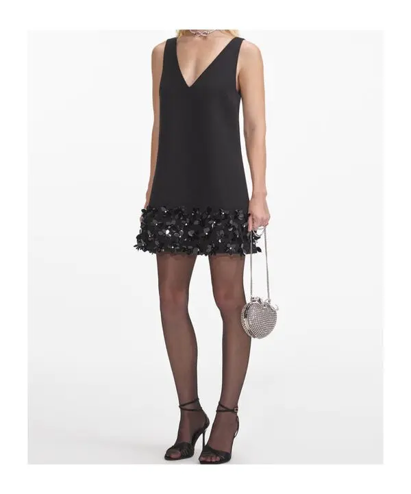 SELF-PORTRAIT Crepe 3d Sequined Mini Dress