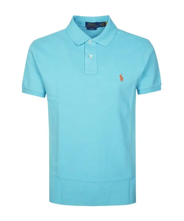 Polo Ralph Lauren Logo Embroidered Short-sleeved Polo Shirt - Blue