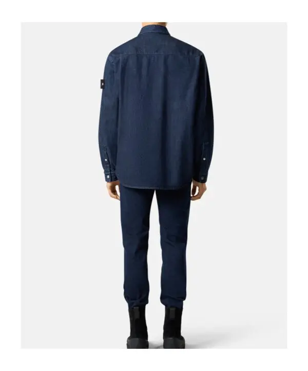 Stone Island Logo Patch Long Sleeved Shirt Jacket