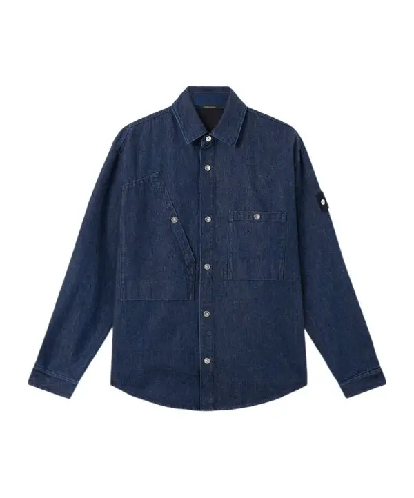 Stone Island Logo Patch Denim Shirt Jacket