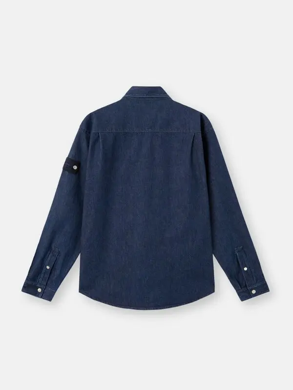 Stone Island Logo Patch Denim Shirt Jacket