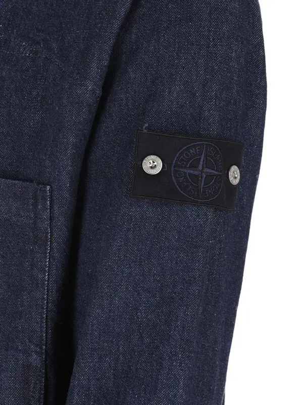 Stone Island Logo Patch Denim Shirt Jacket