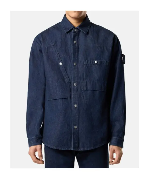 Stone Island Logo Patch Denim Shirt Jacket