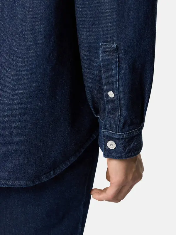 Stone Island Logo Patch Denim Shirt Jacket