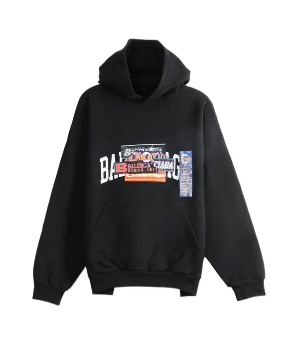 Balenciaga Bumper Stickers Hoodie - Black