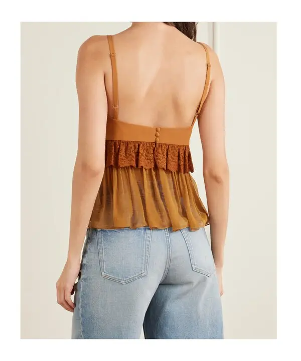 Chloé Lace Trimmed Sleeveless Top - Brown