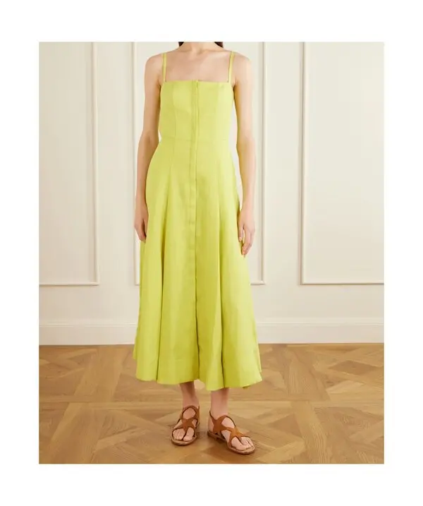 Gabriela Hearst Magritte Linen Midi Dress - Yellow