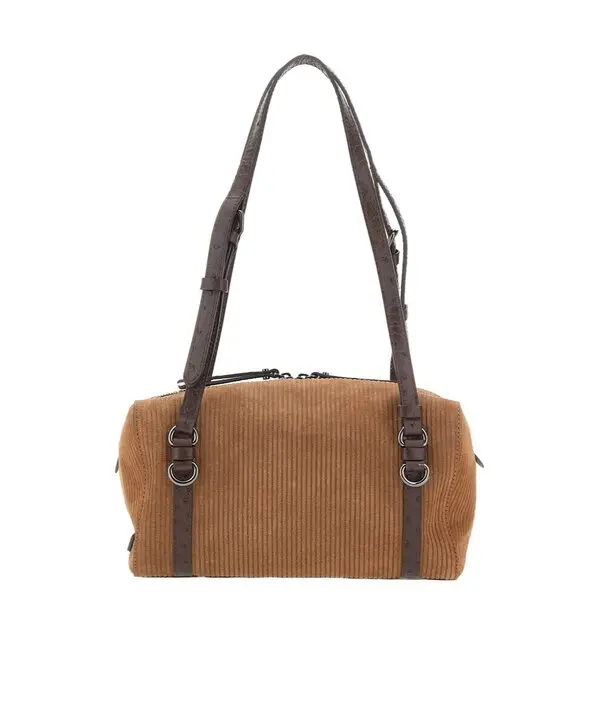 GIANNI CHIARINI Terry Ribbed-suede Shoulder Bag