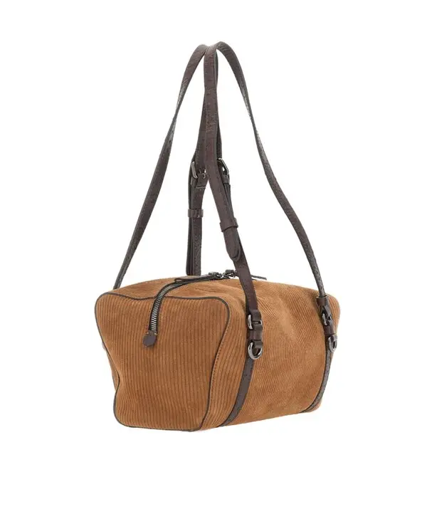 GIANNI CHIARINI Terry Ribbed-suede Shoulder Bag