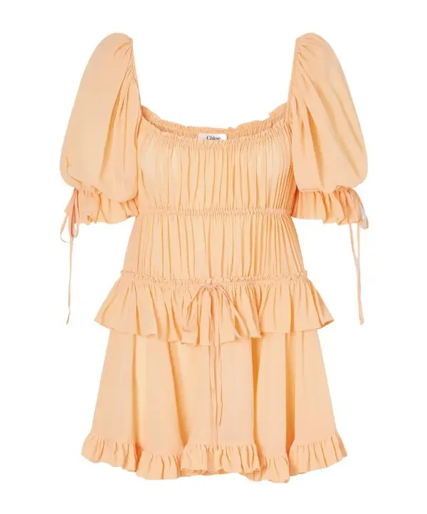 Chloé Layered Puff-sleeve Mini Dress - No