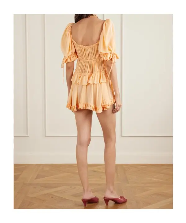 Chloé Layered Puff-sleeve Mini Dress - Nude