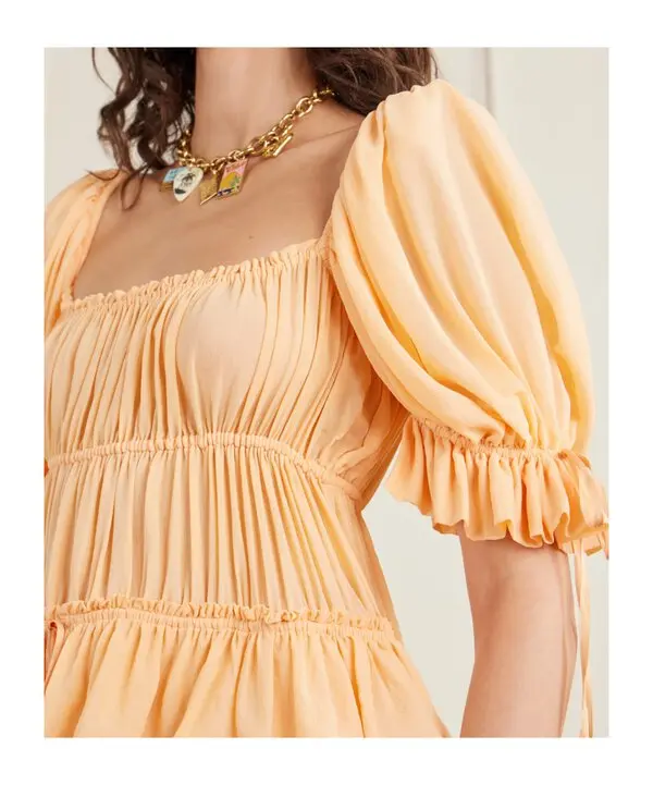 Chloé Layered Puff-sleeve Mini Dress - Nude
