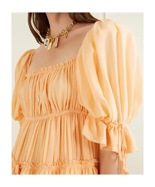 Chloé Layered Puff-sleeve Mini Dress - Nude