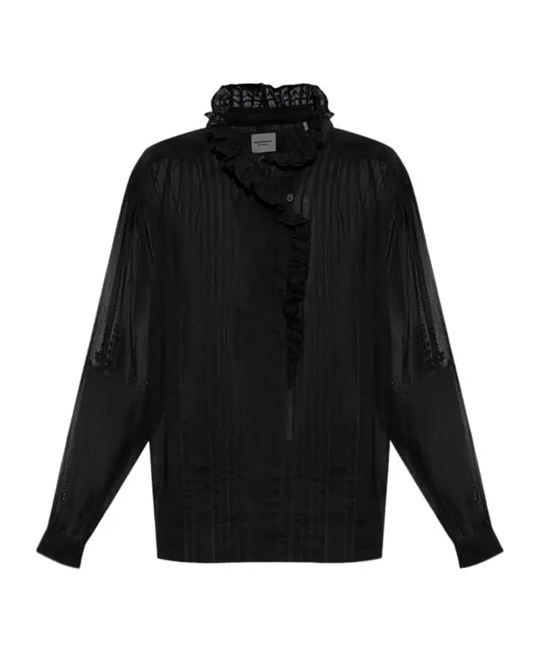 Isabel Marant Étoile Asymmetrical Ruffled Neckline Shirt - Black