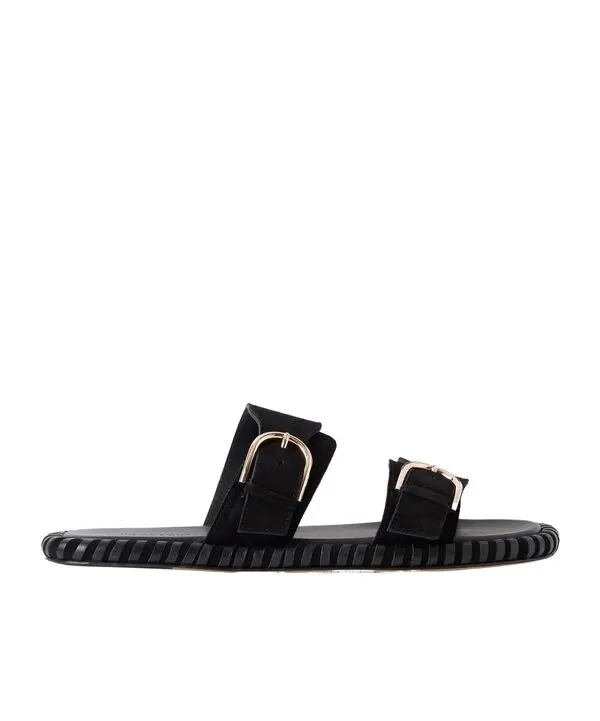 Gabriela Hearst Round-toe Flat Sandals - Black