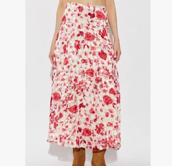 Isabel Marant Étoile Hilza Floral Midi Skirt - Beige/red