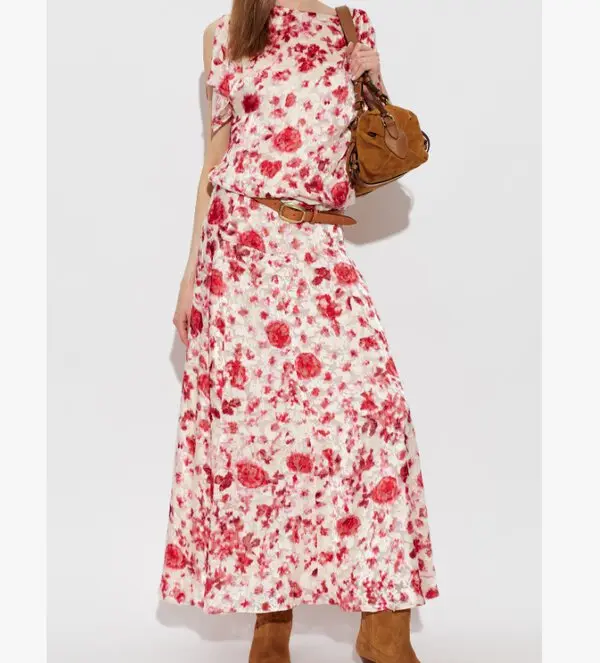 Isabel Marant Étoile Hilza Floral Midi Skirt - Beige/red
