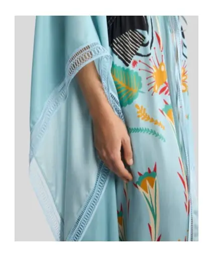 Etro X Tabby Booth Silk Kaftan With Fringing And Placed Print
