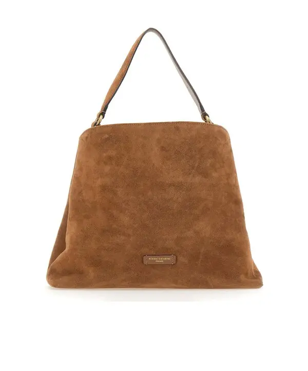 GIANNI CHIARINI Fiona Suede Tote Bag With Python Print Accents
