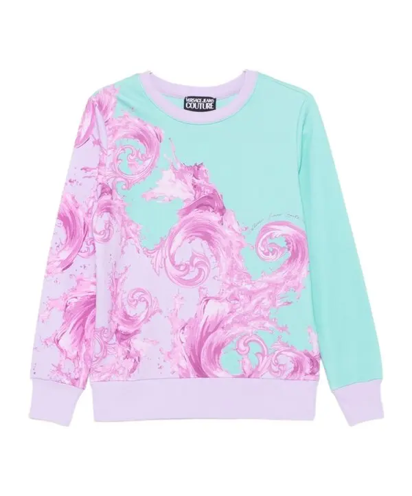 Versace Baroque-print Long-sleeve Cotton Sweatshirt - Purple