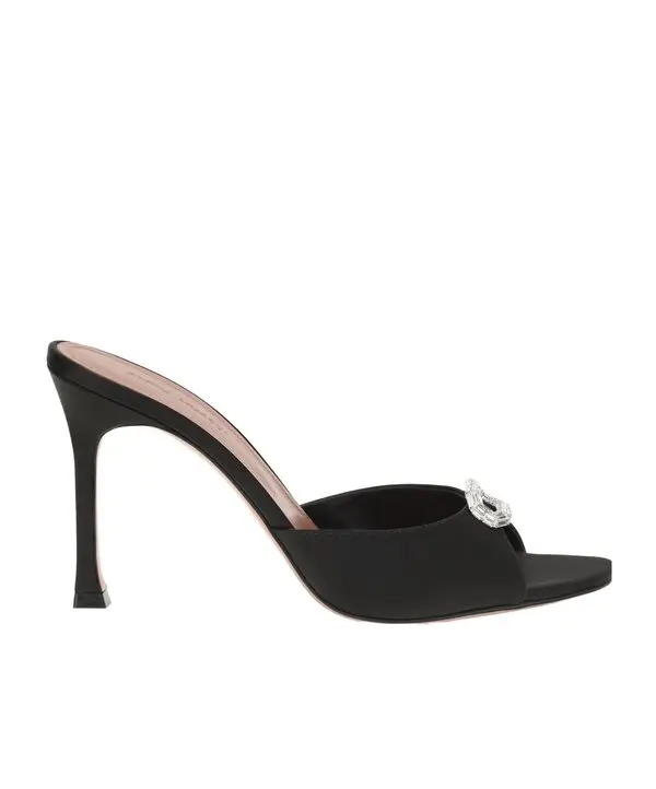 Amina Muaddi Heel Mules Open Toe Embellished Detail