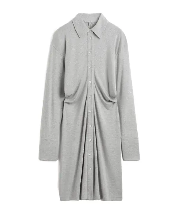 TOTEME Ruched Mini Dress - Light Gray