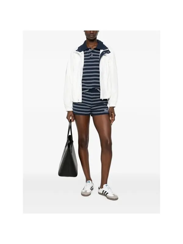SPORTY  RICH Sporty & Rich Striped Short Sleeve Polo Shirt