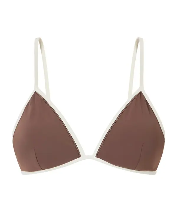 Brunello Cucinelli Bead-embellished Triangle Bikini Top - Brown