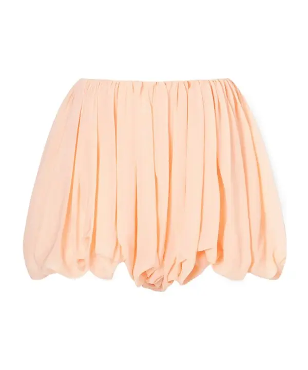 Chloé Pleated Silk-charmeuse Shorts - Peach