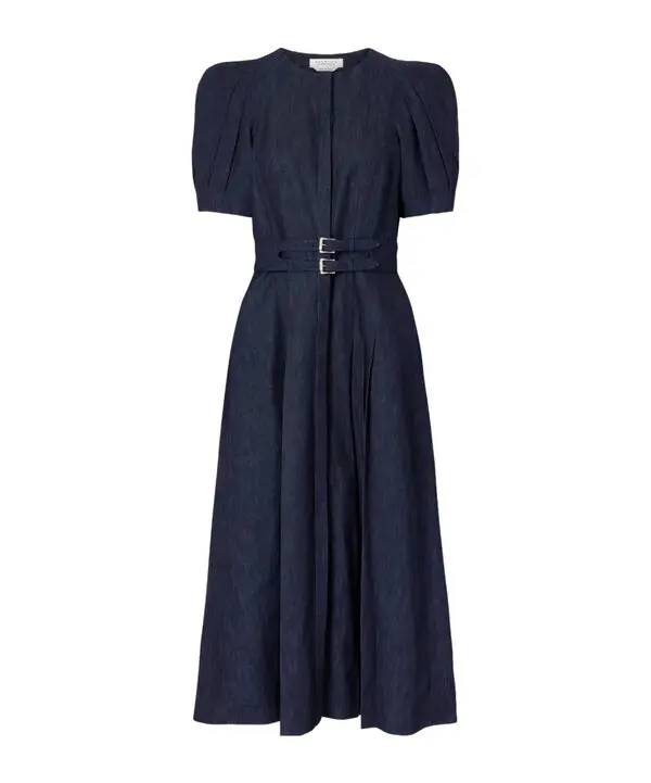 Gabriela Hearst Patricia Belted Midi Dress - Blue