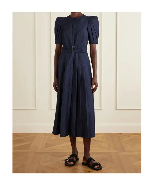 Gabriela Hearst Patricia Belted Midi Dress - Blue