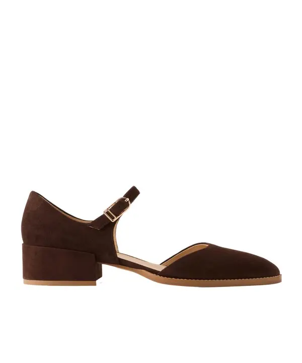 Gabriela Hearst Riley Suede Mary Jane Flats - Chocolate-colored