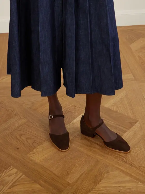 Gabriela Hearst Riley Suede Mary Jane Flats - Chocolate-colored