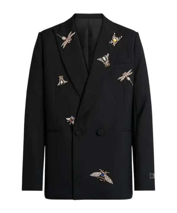 Balmain Embroidered Wool And Crystal Insect Jacket - Black