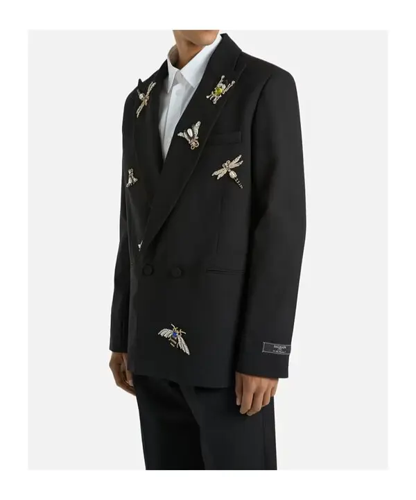 Balmain Embroidered Wool And Crystal Insect Jacket
