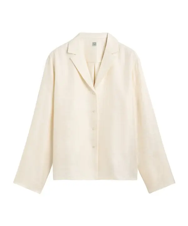 TOTEME Monogram-print Satin Shirt - Cream