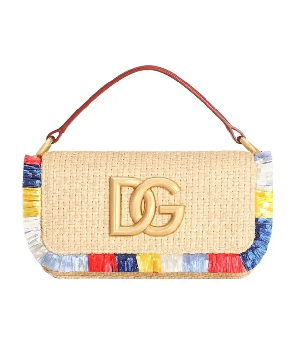 Dolce & Gabbana 3.5 Shoulder Bag In Raffia - Nude